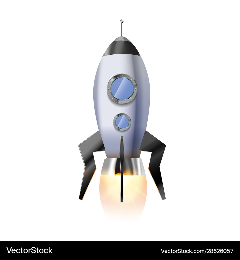 Cute cartoon rocket with illuminators and hot Vector Image