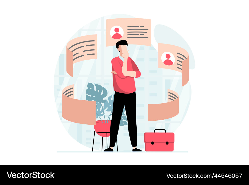 Employee hiring process concept with people scene Vector Image
