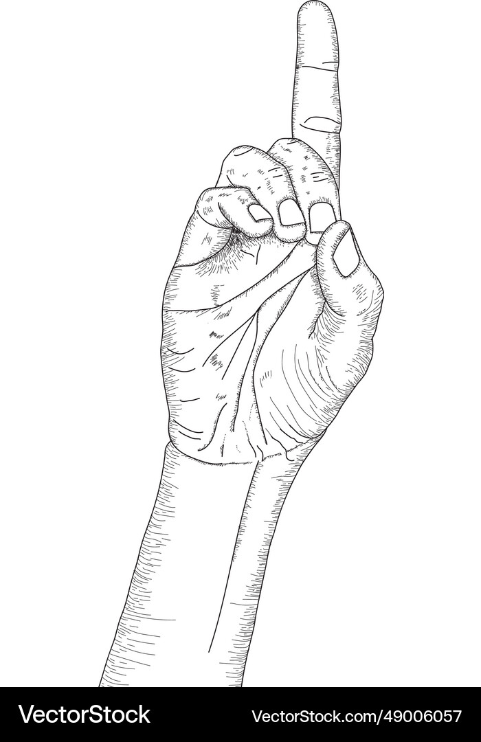 Raised index finger one up hand gesture Royalty Free Vector