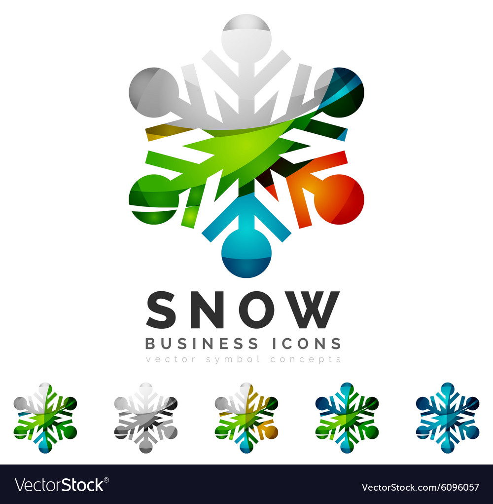 Set of abstract colorful snowflake logo icons Vector Image