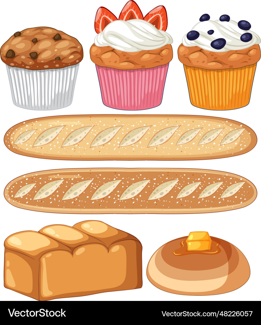 Set of bakery cartoon Royalty Free Vector Image
