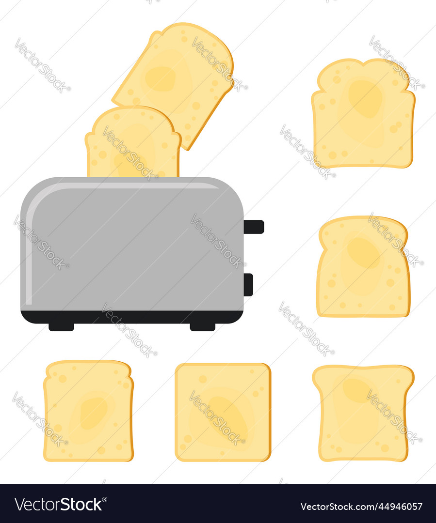 Toasted bread slices and toaster Royalty Free Vector Image
