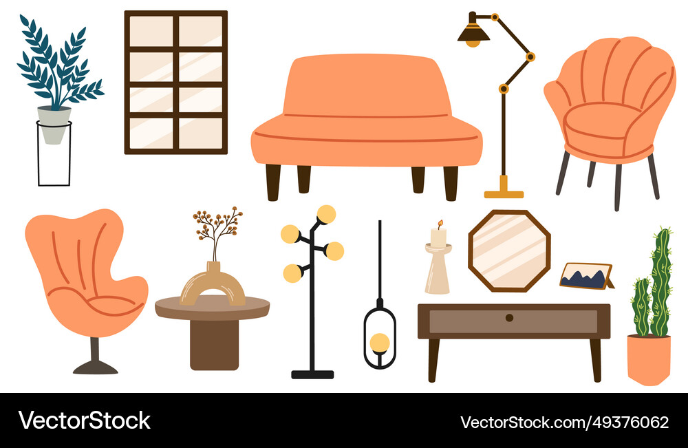 1254 living room Royalty Free Vector Image - VectorStock