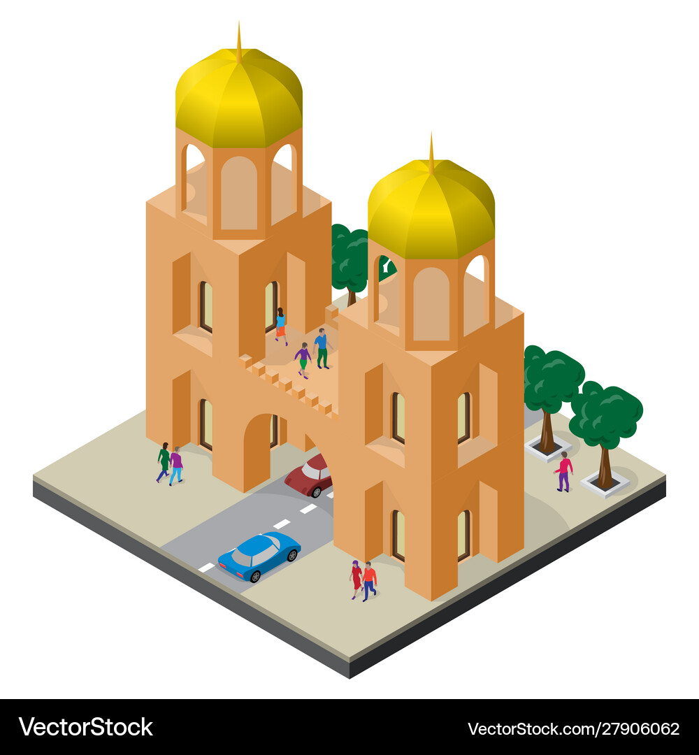 Architectural arch with domes over road Royalty Free Vector