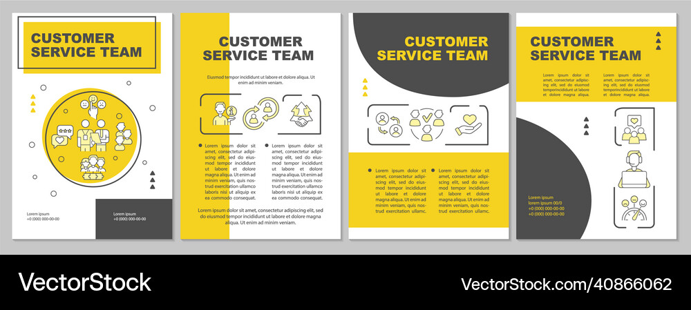 Customer service team yellow brochure template Vector Image