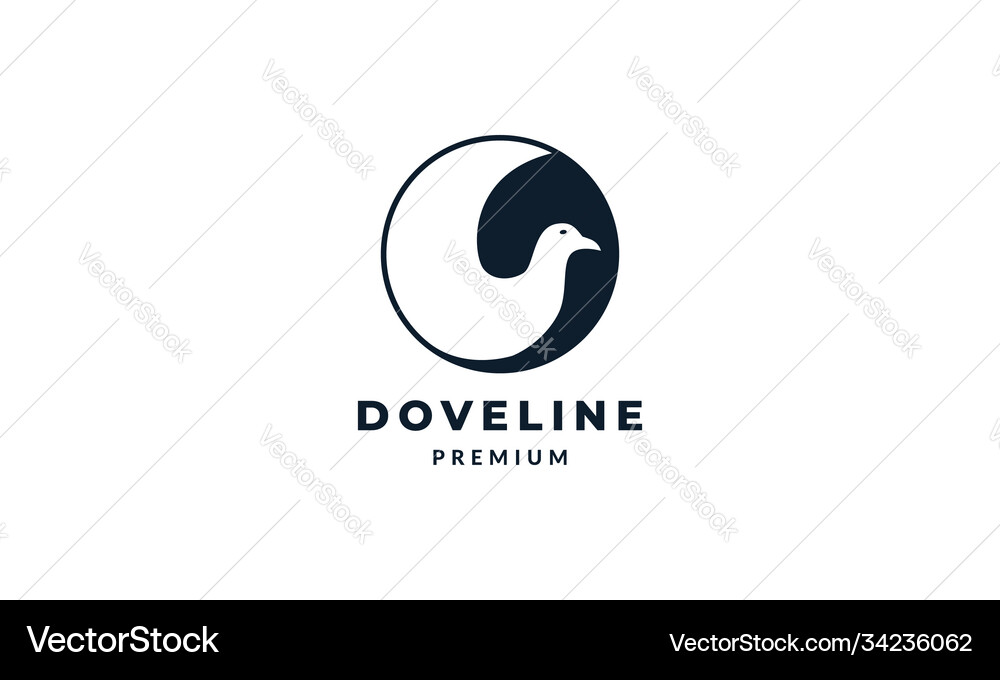 Dove on circle modern minimal logo icon design Vector Image