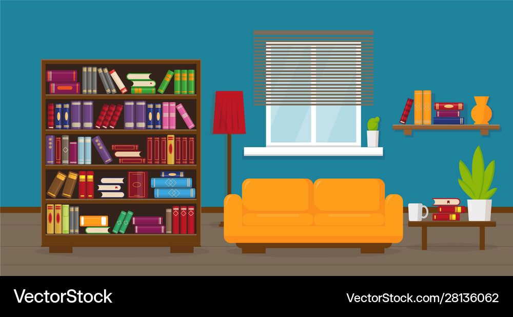 Living room or apartment library Royalty Free Vector Image