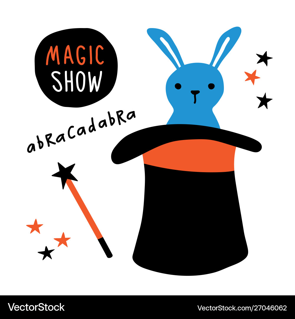 Magic show banner rabbit magician equipment Vector Image
