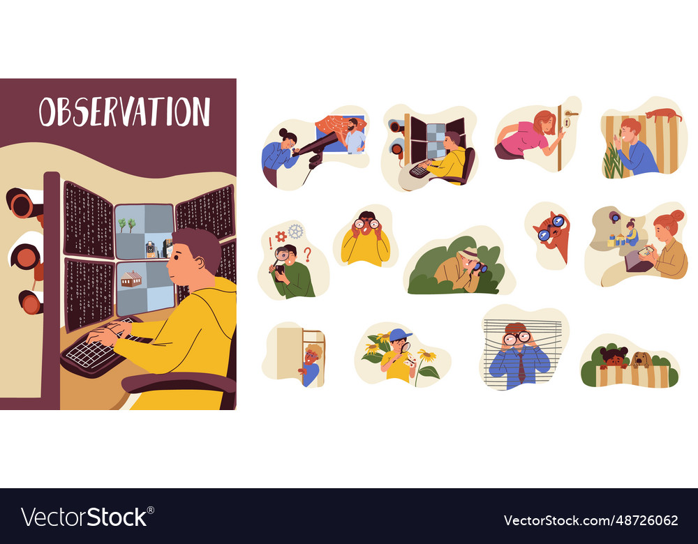 Observation composition set Royalty Free Vector Image