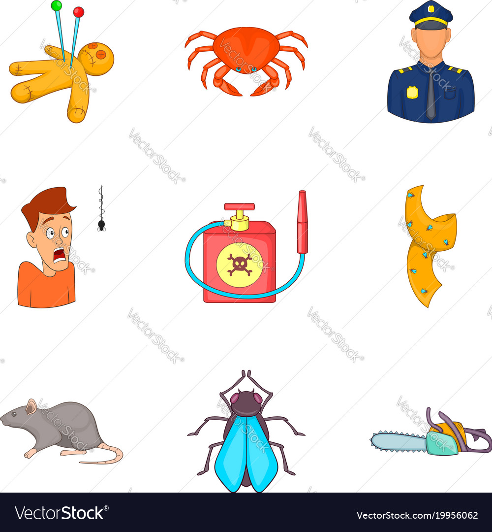 Phobias icons set cartoon style Royalty Free Vector Image Phobias icons set cartoon style Royalty Free Vector Image