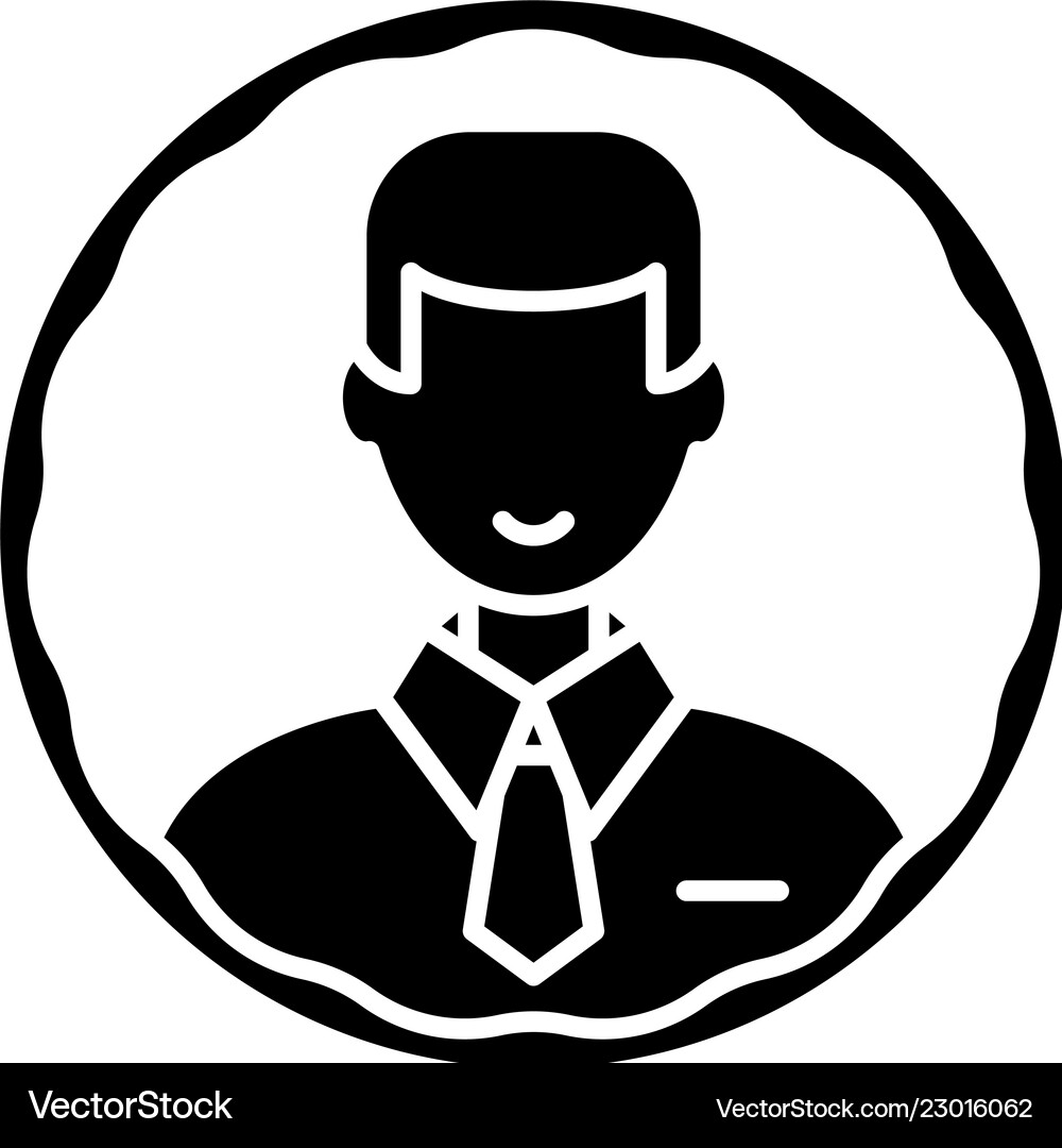 Staff profile black icon sign on isolated Vector Image