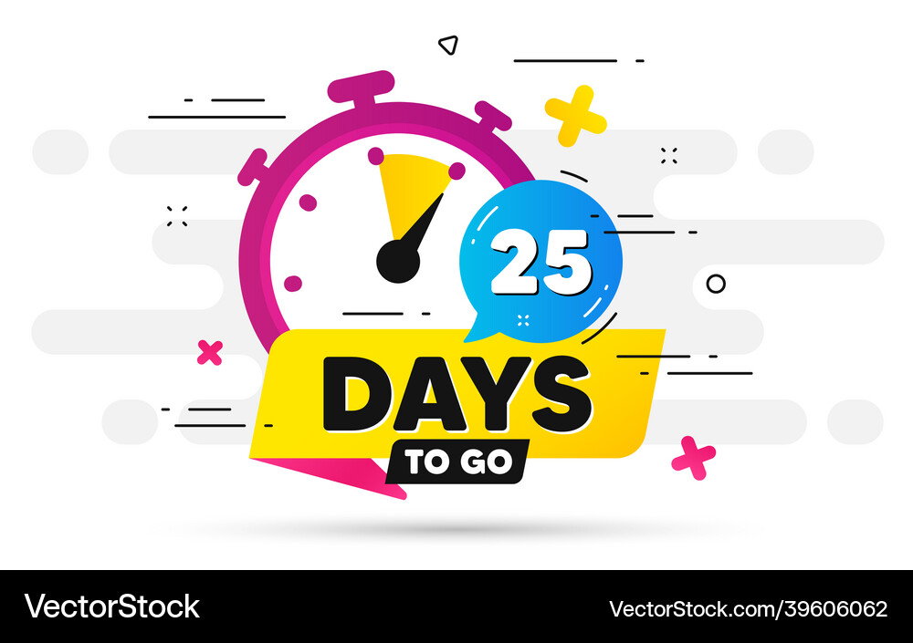 Twenty five days left icon 25 to go Royalty Free Vector