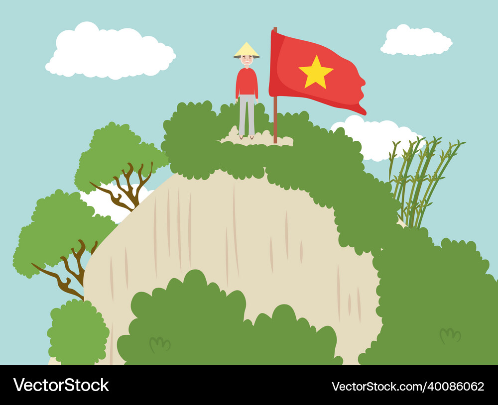 Vietnamese man in landscape Royalty Free Vector Image