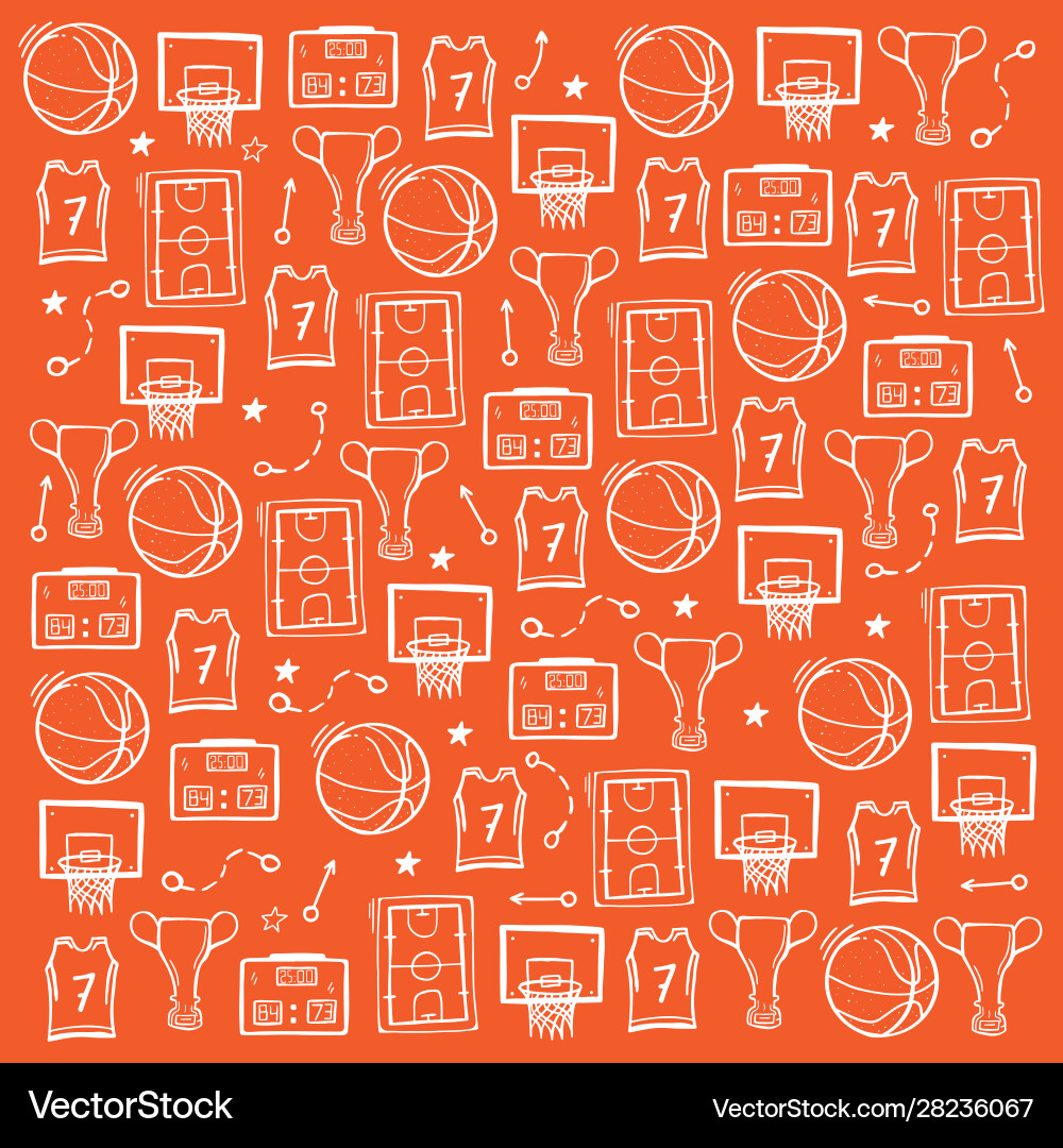 Basketball background with hand draw doodle Vector Image