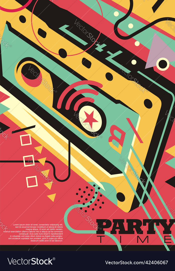 Colorful funky party poster design template Vector Image