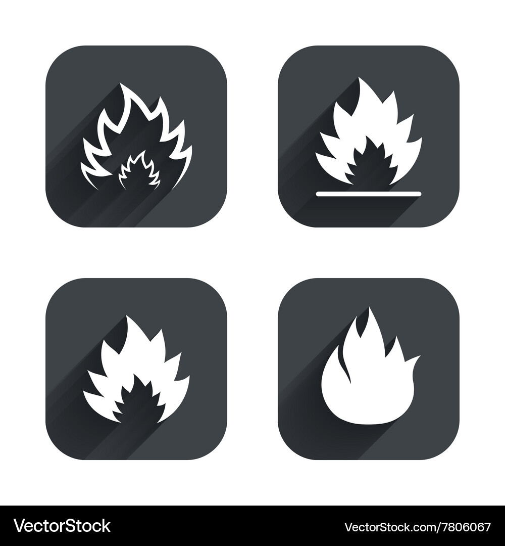 Fire flame icons heat signs Royalty Free Vector Image