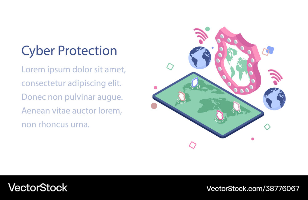 Global cyber protection Royalty Free Vector Image