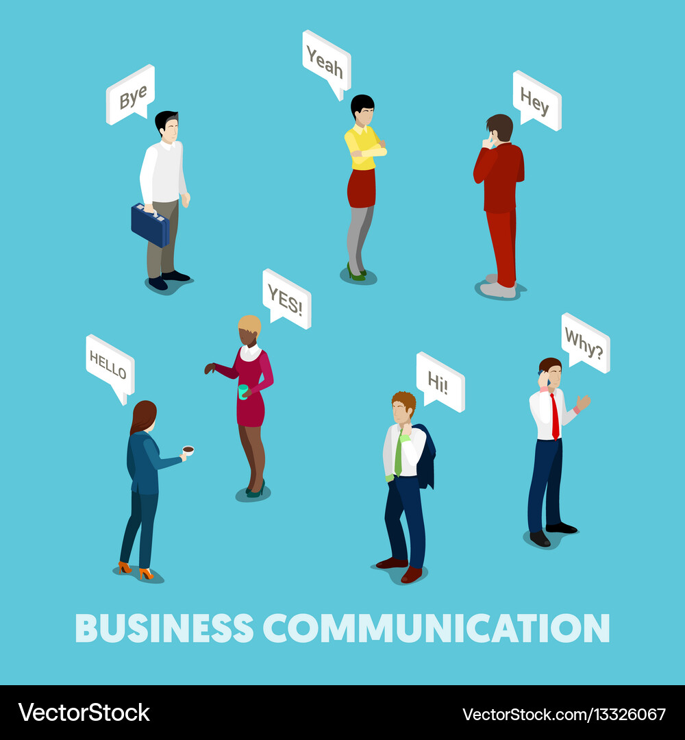 Isometric business people communication concept Vector Image
