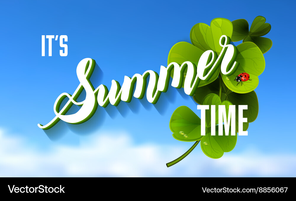 It is summer time lettering background with green Vector Image