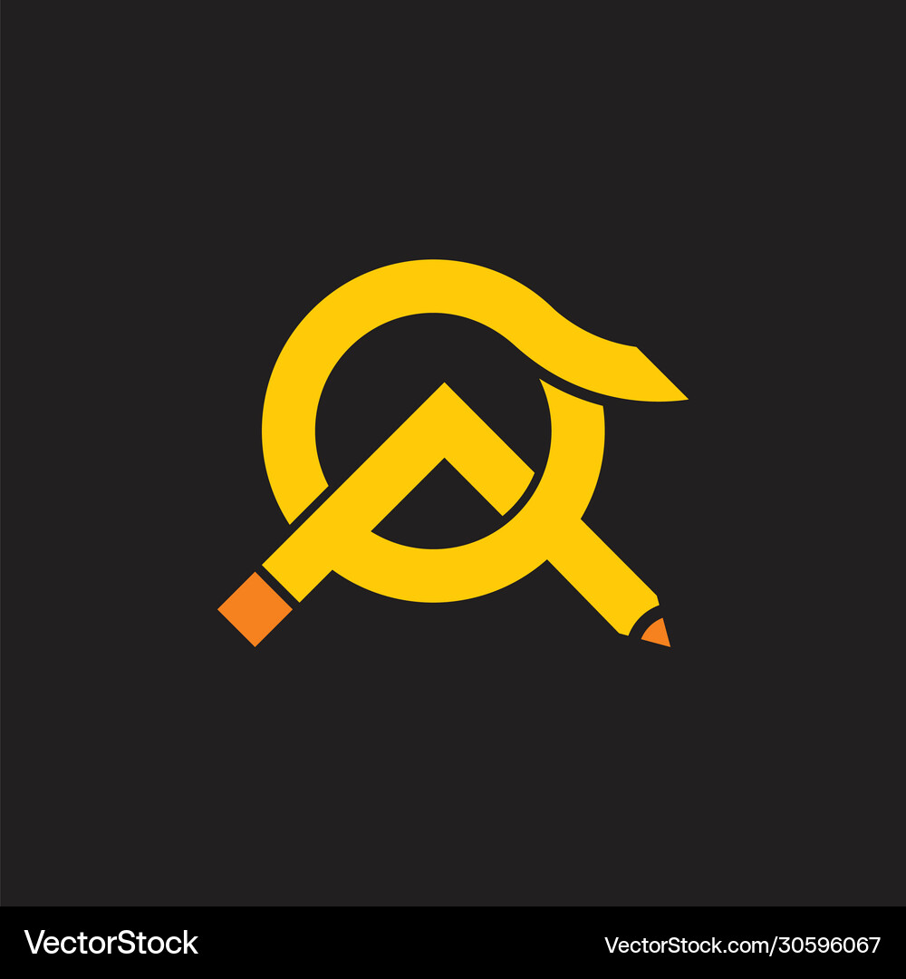 Letter o linked pencil education symbol logo Vector Image