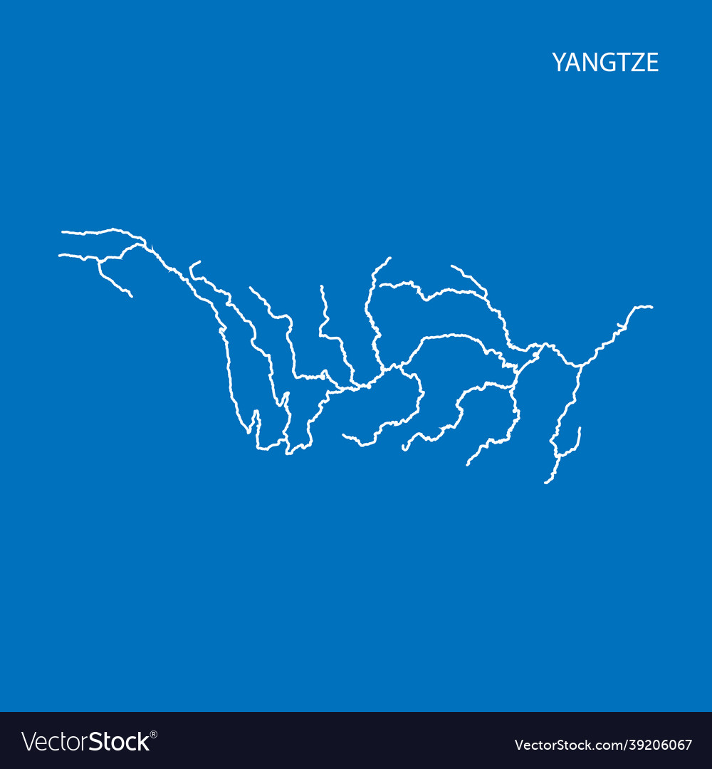 Map of yangtze river drainage basin simple thin Vector Image