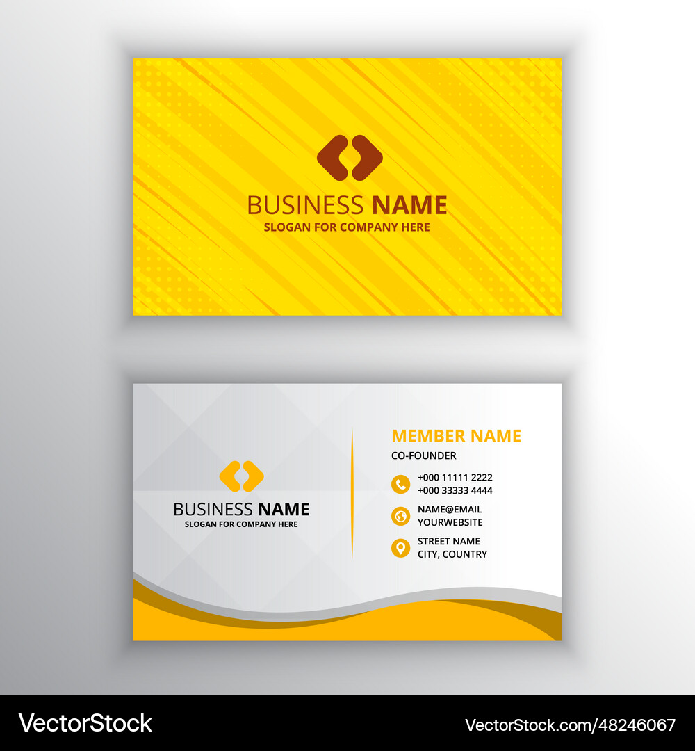 Modern flat yellow comic style business card Vector Image