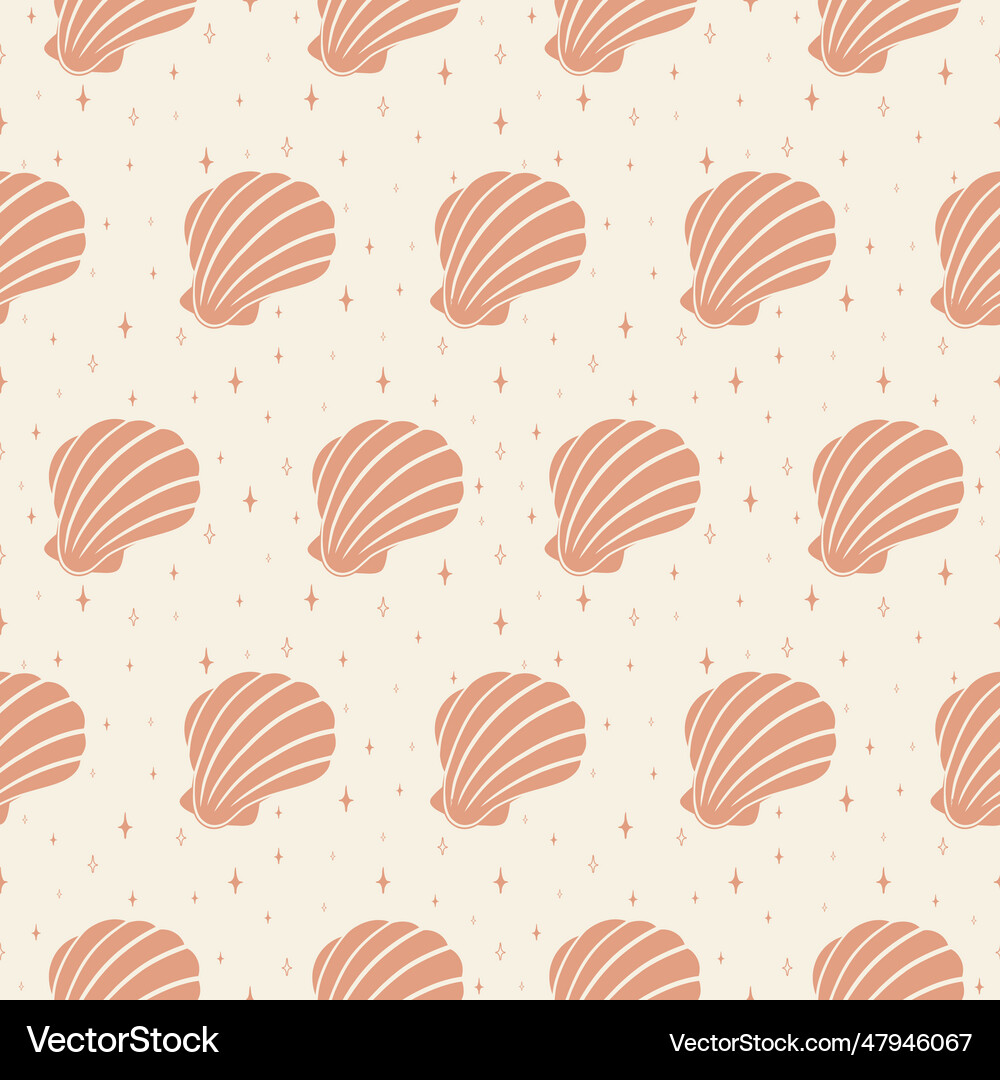 Pink pearl shell childish seamless Royalty Free Vector Image
