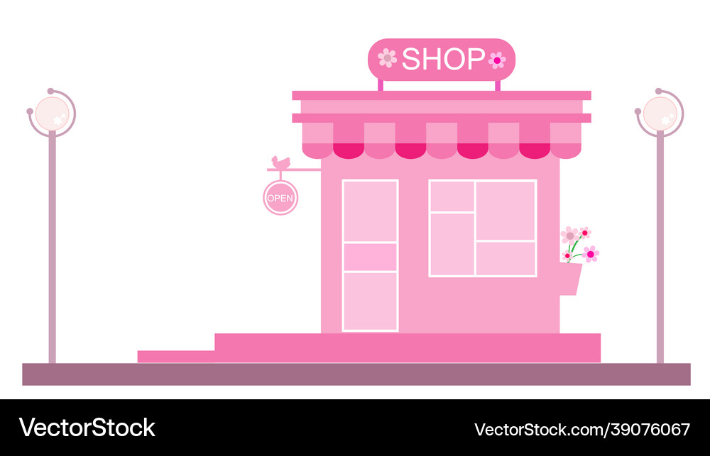 Pink tone shop with cute decorations Royalty Free Vector