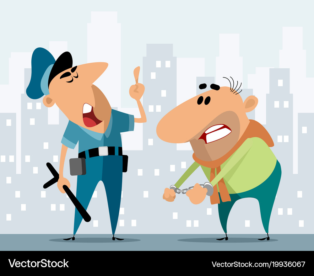 Police officer and criminal Royalty Free Vector Image