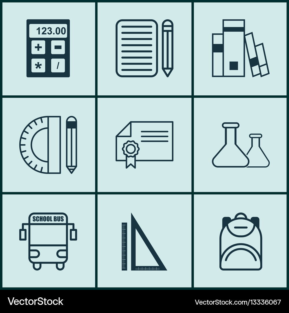 Set of 9 education icons includes library Vector Image