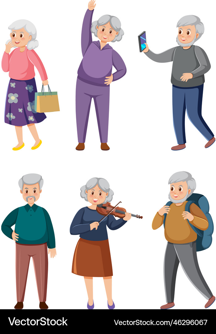 Set of old people characters Royalty Free Vector Image