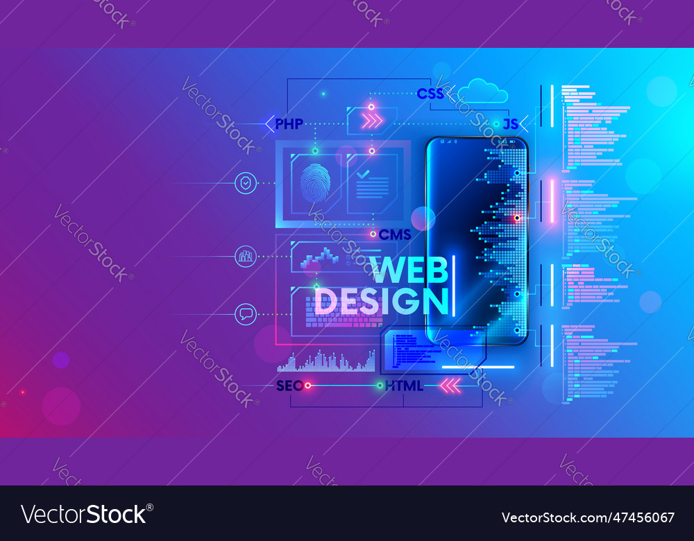 Web develop for mobile phone concept Royalty Free Vector Web develop for mobile phone concept Royalty Free Vector