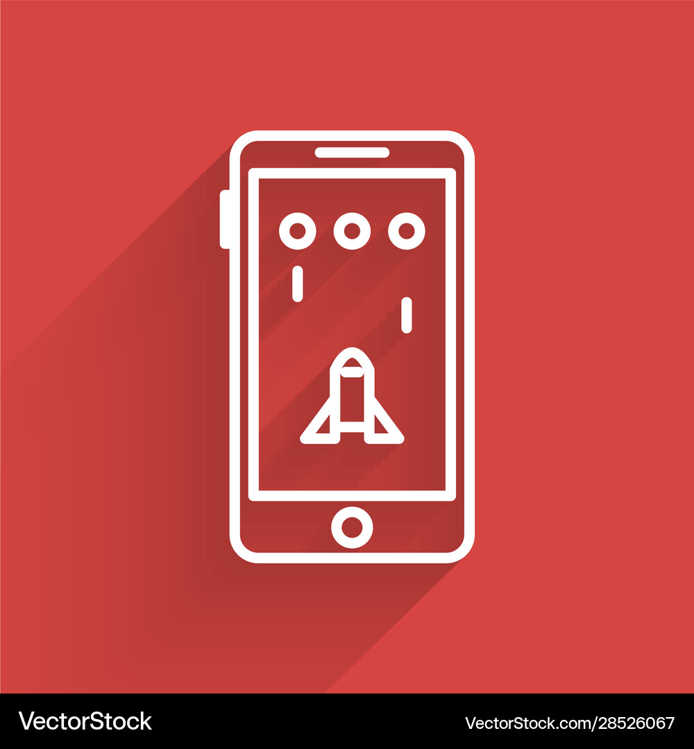 White line smartphone and playing in game icon Vector Image