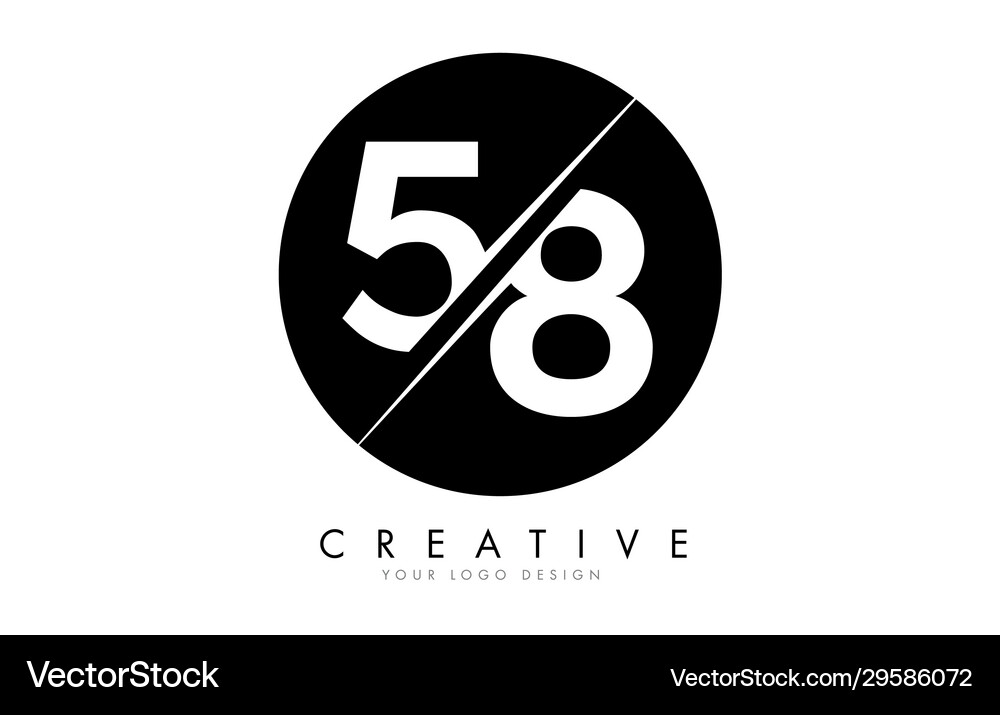 58 5 8 number logo design with a creative cut Vector Image