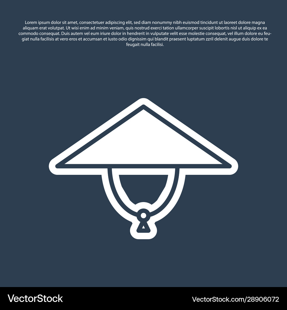 Blue line asian conical hat icon isolated on Vector Image