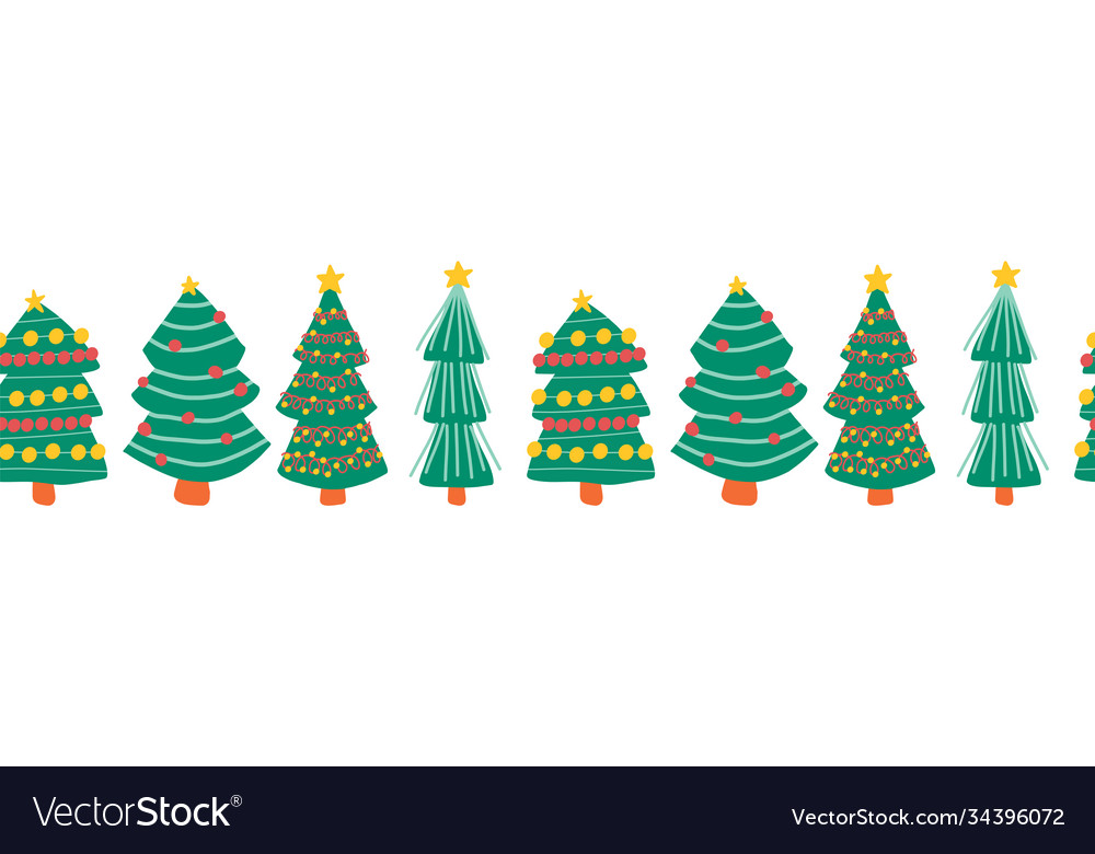 Christmas trees seamless horizontal repeating Vector Image