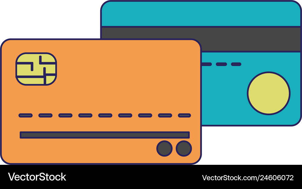 Credit cards isolated blue lines Royalty Free Vector Image
