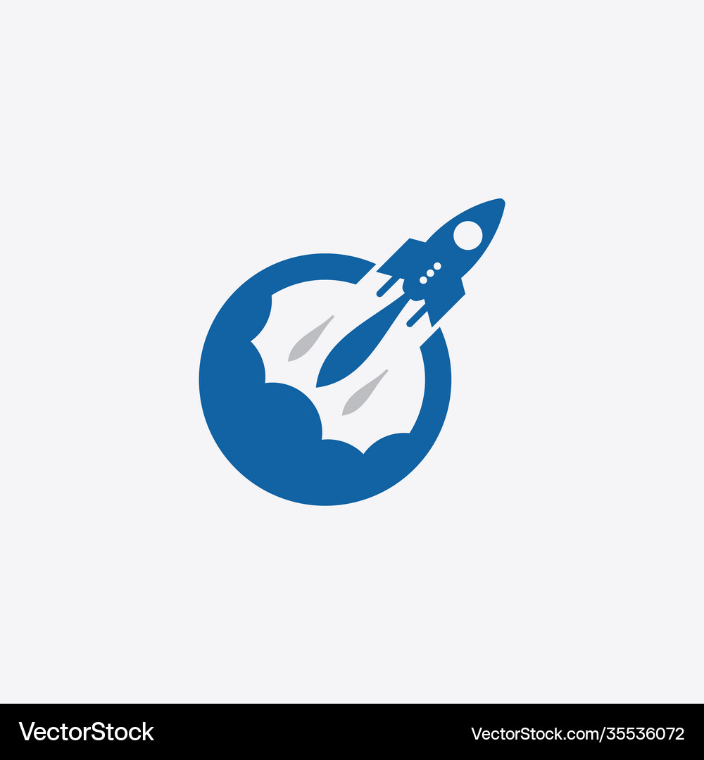 Rocket logo design blue planet sign symbol Vector Image