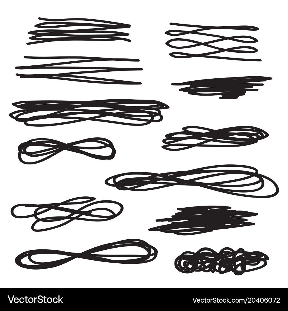 Scribble brush strokes set Royalty Free Vector Image