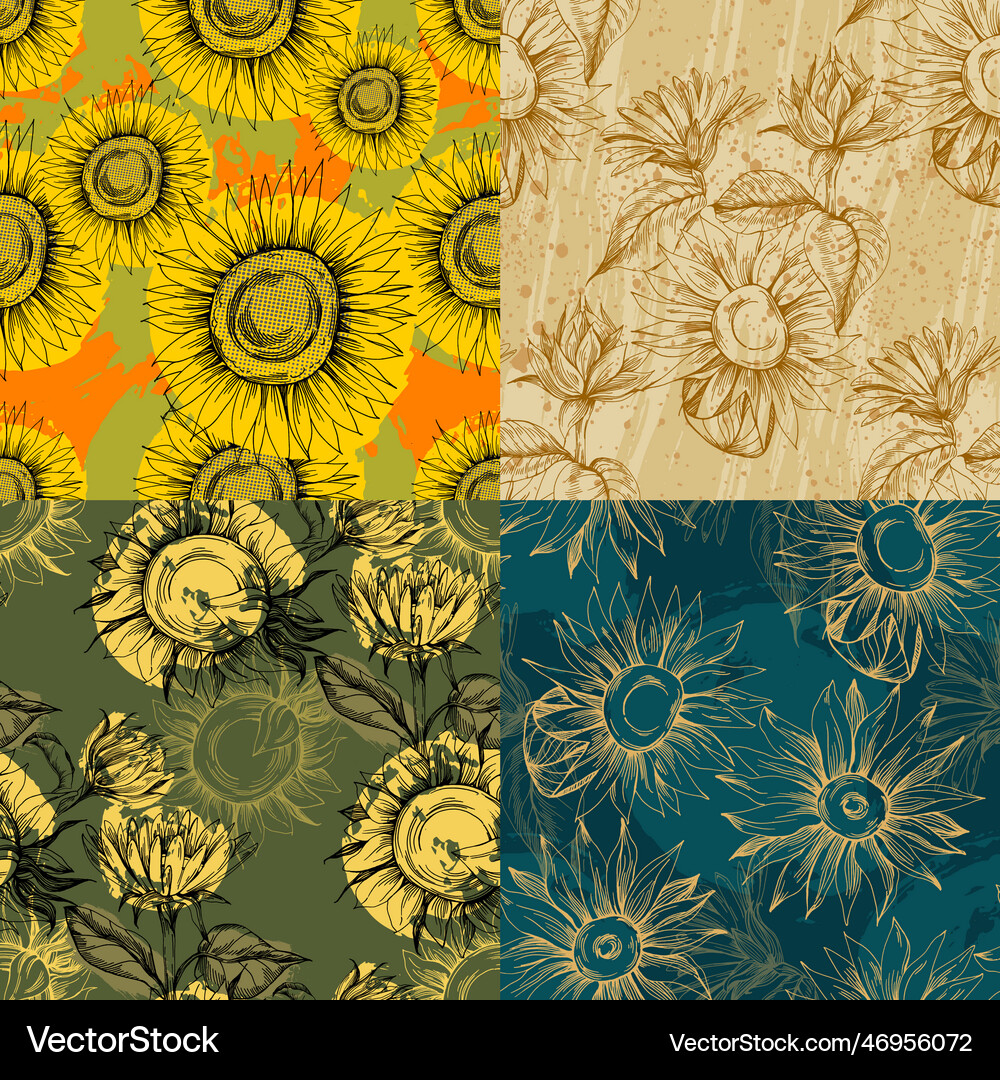 Seamless pattern with yellow flowers Royalty Free Vector