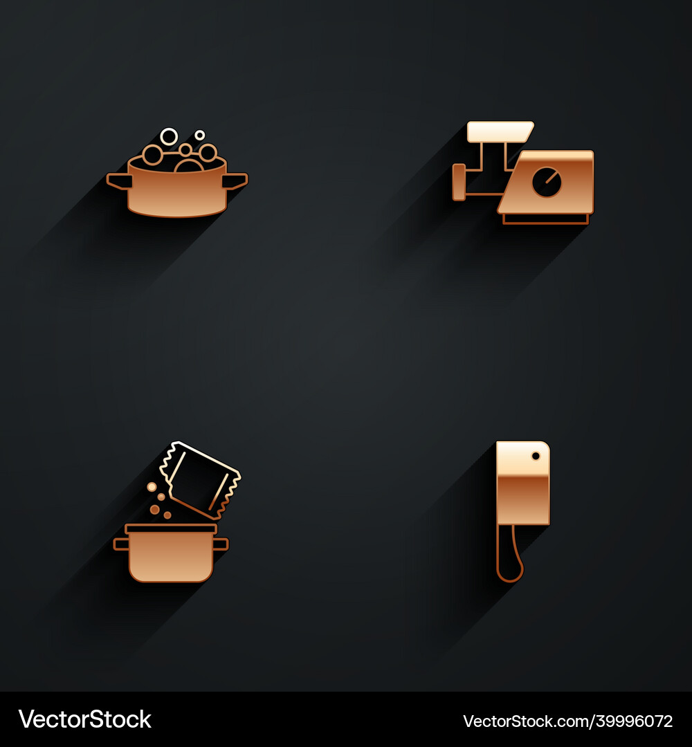 Set cooking pot kitchen meat grinder and spice Vector Image