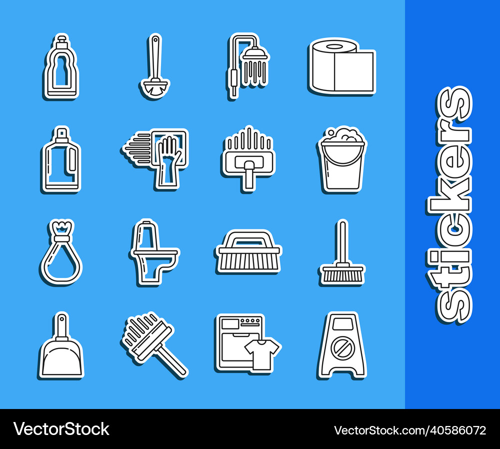Set line wet floor and cleaning in progress Vector Image