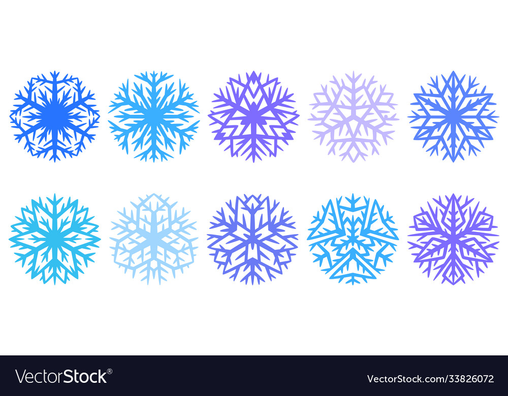 Set winter snowflakes Royalty Free Vector Image