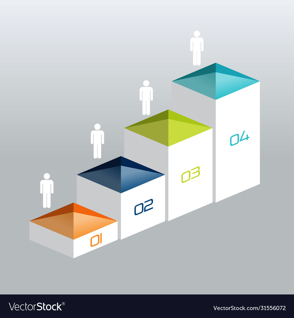 Staircase infographic 3d chart graph digital Vector Image