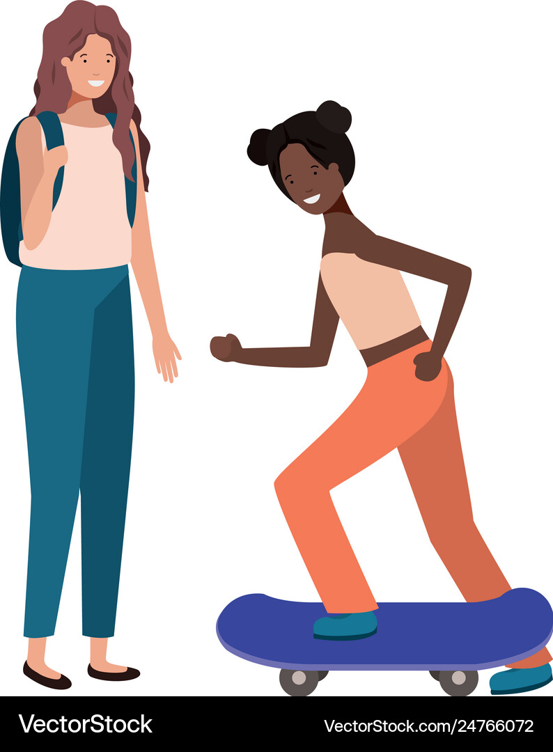 Young woman with school bag and practicing Vector Image