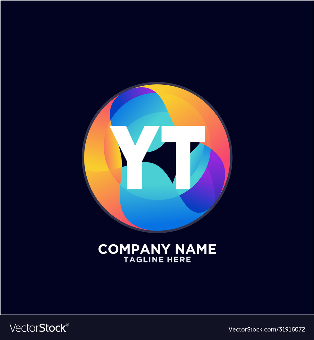 Yt initial logo with colorful circle template Vector Image