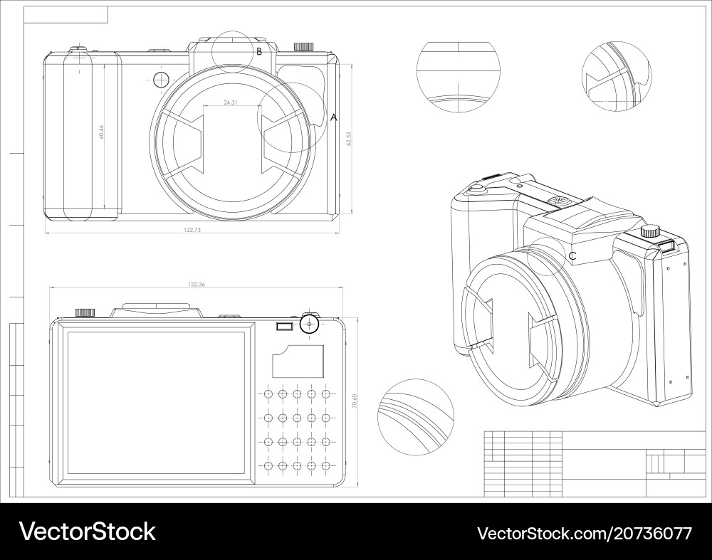 3d model of the camera on a white Royalty Free Vector Image