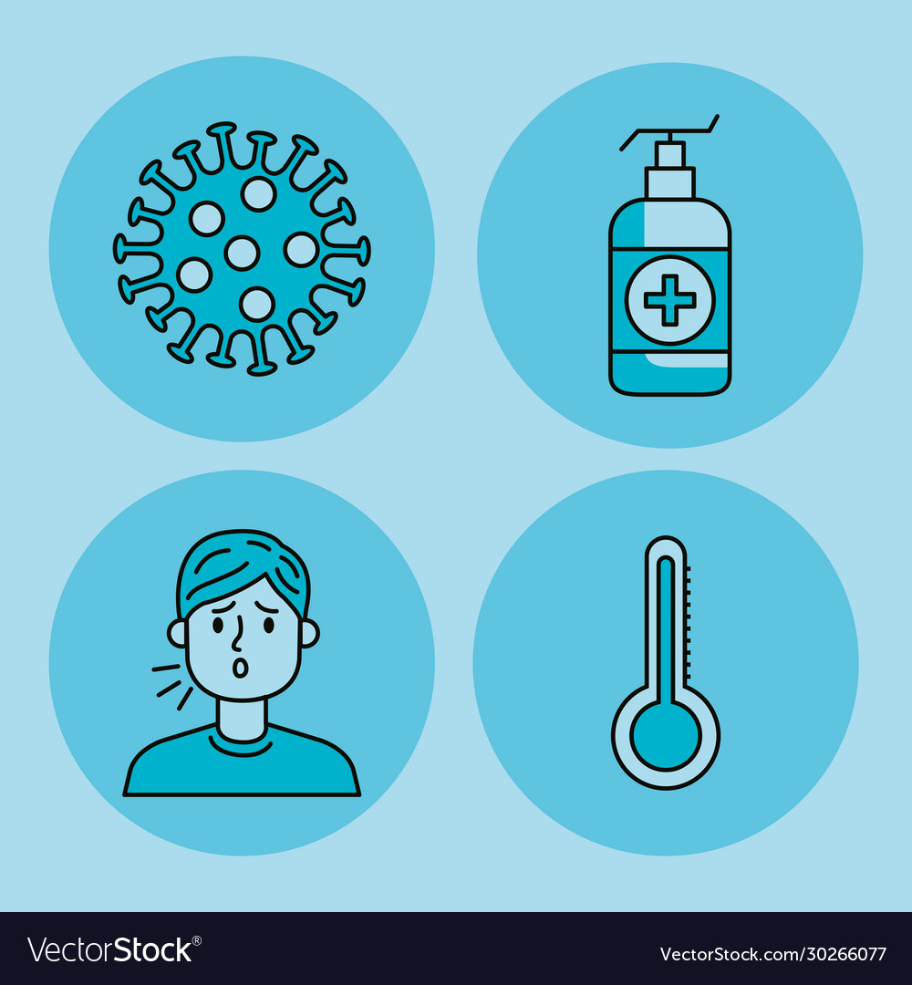 Bundle covid19 19 set icons Royalty Free Vector Image