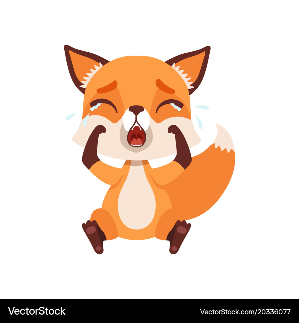 Cute sad fox character sitting on floor and Vector Image
