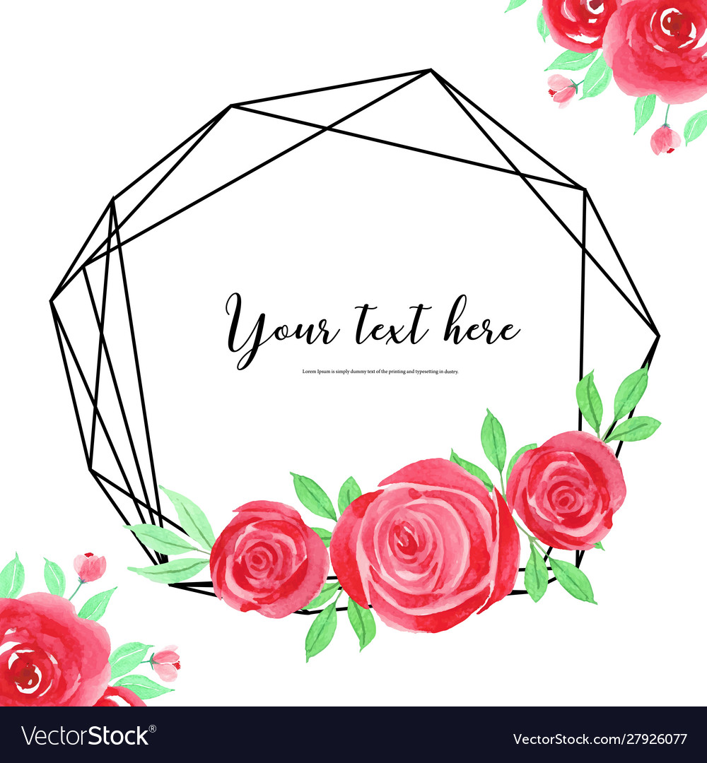 Geometric frame with flower watercolor Royalty Free Vector